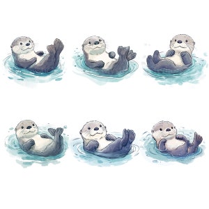 Watercolor Cute Otter Clipart,sea Otter Clipart|nursery Clipart,crafts ...