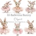 Ballerina Bunny Watercolor Cute Bunnies in Tutus Clipart 35 High ...