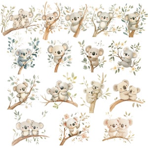 Cute Koala Clipart Bundle | Watercolor Koala Clipart L Koala Nursery ...