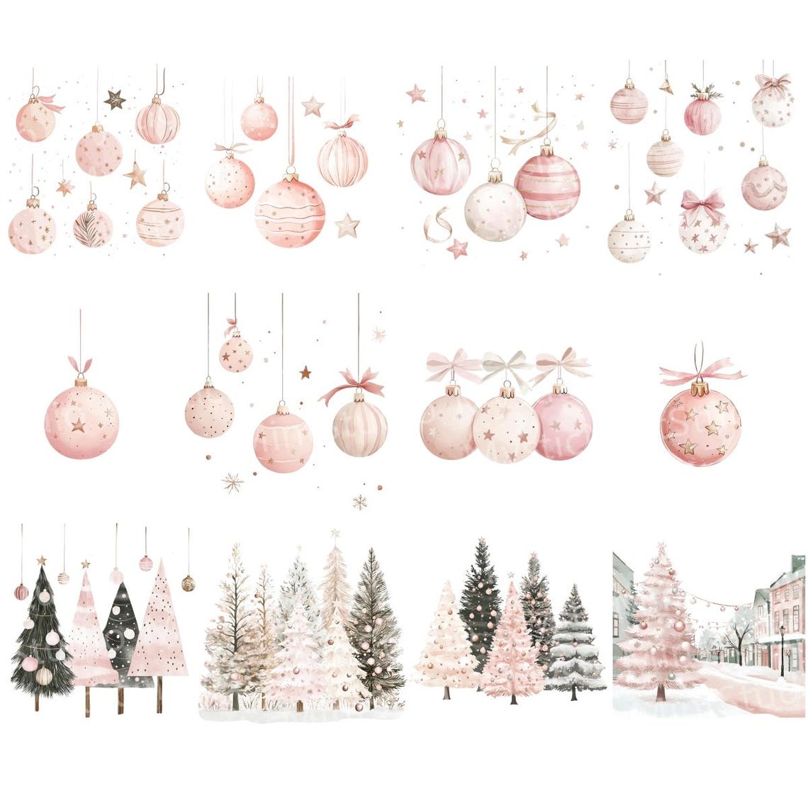 Watercolor Christmas Clipart | Cozy Christmas Clipart | Pink Christmas ...
