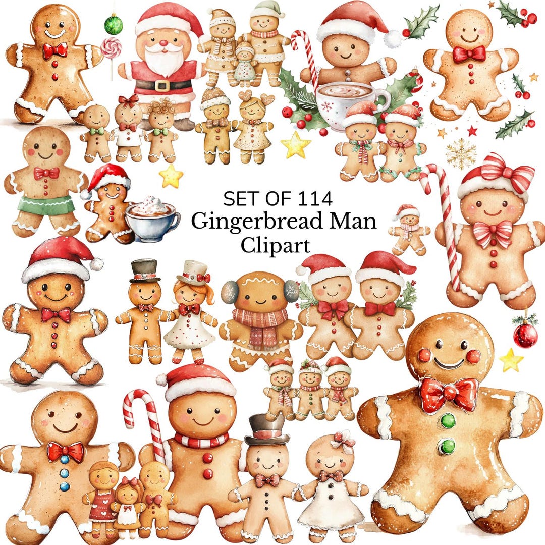 Gingerbread Man Watercolor Pngs and Jpgs, Premium Christmas Clipart ...