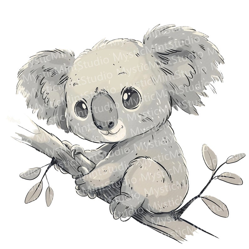 Cute Koala Clipart, 25 High-resolution Pngs and Jpgs, Instant Download ...