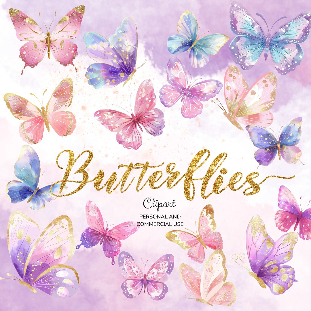 Butterflies Watercolor Clipart, 39 High-resolution Pngs and Jpgs,spring ...