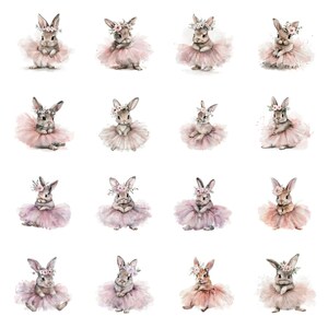 Ballerina Bunny Watercolor Cute Bunnies in Tutus Clipart 51 High ...