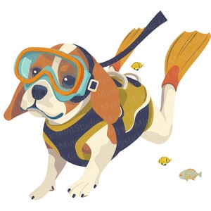 Cute Dogs Puppies Clipart,snorkleling Dogs Diving Dogs|65 High-quality ...