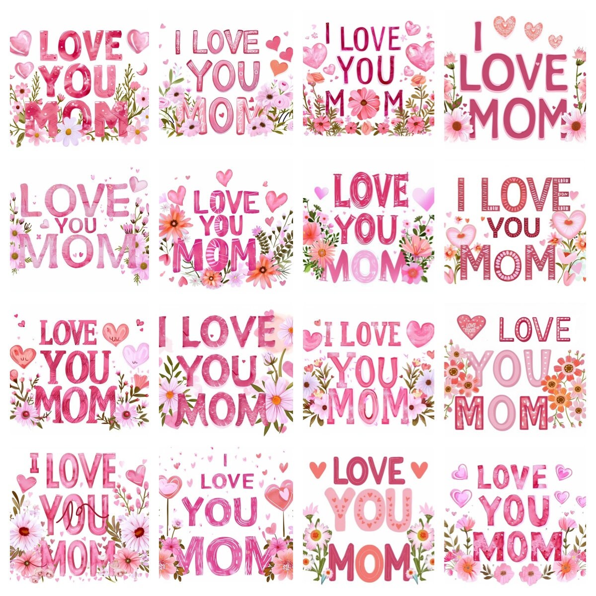 54 Mother's Day Floral Clipart Hand Painted Frames Borders for Crafts ...