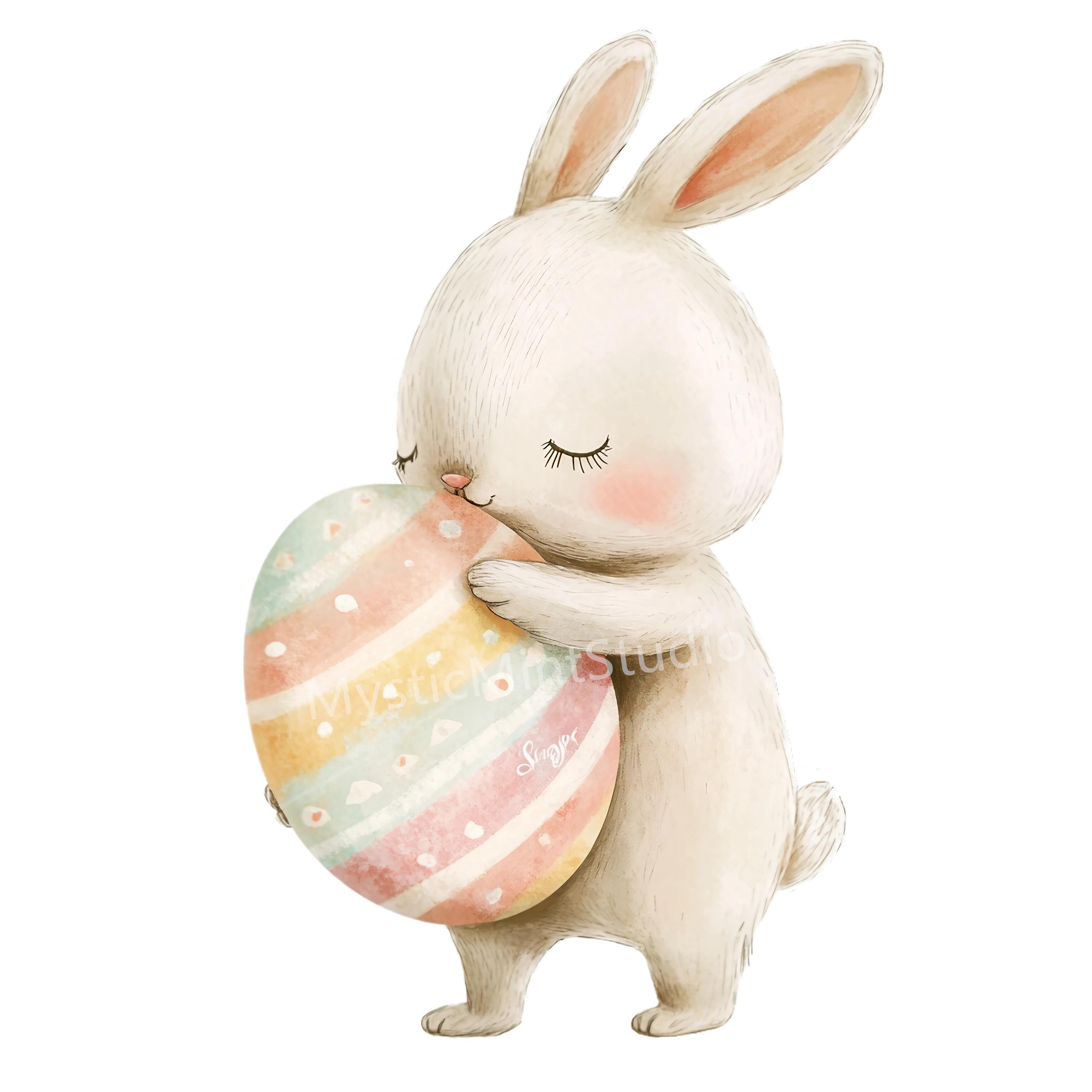 Watercolor Easter Bunny Clipart | Easter Egg Clipart | Cute Bunny ...
