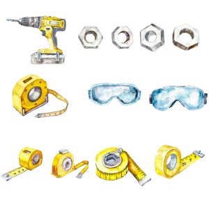 54 Construction Tools Watercolor Clipart - JPG & PNG Graphics for ...