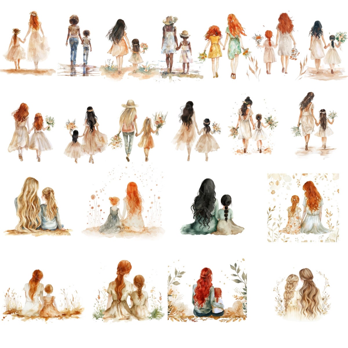 62 Happy Mother's Day Watercolor Clipart Bundle for Crafts Gifts Mother ...