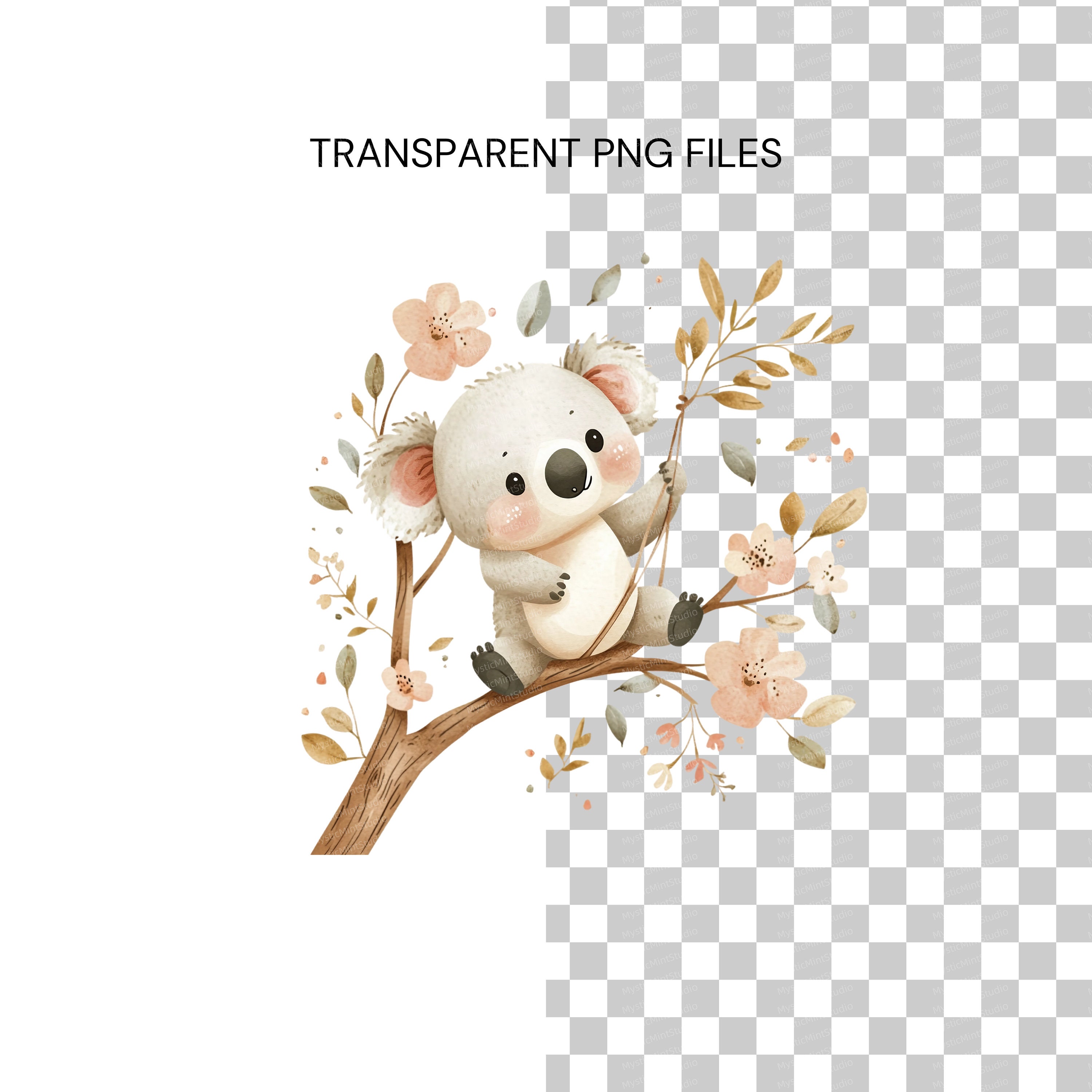 Cute Koala Clipart Bundle | Watercolor Koala Clipart L Koala Nursery ...