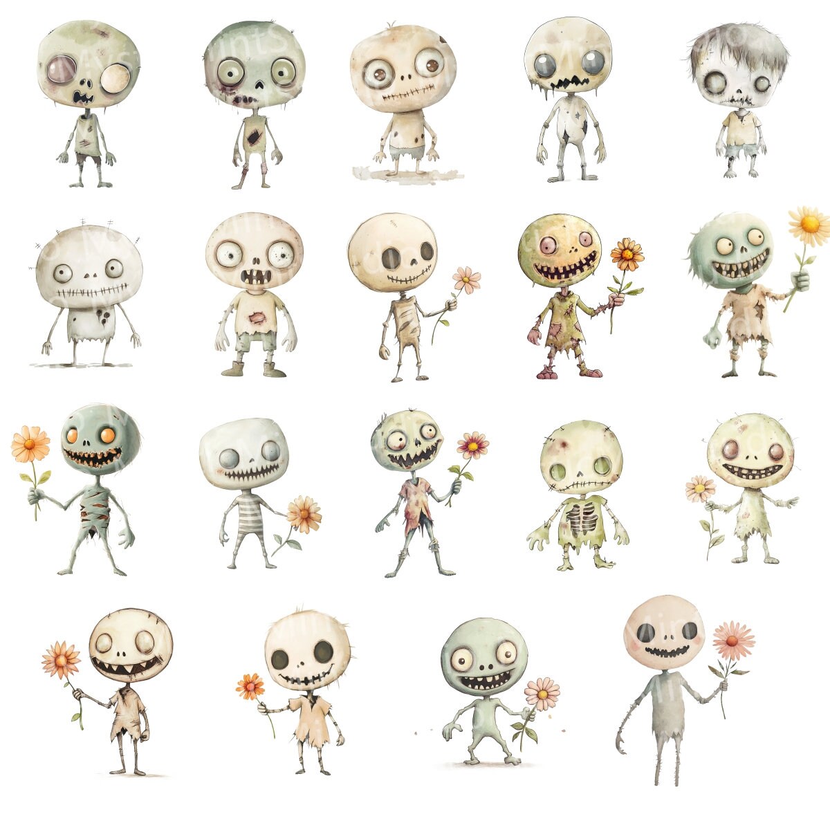 Cute Zombie Clipart - Halloween Zombie Clipart - Zombie Party Clipart ...