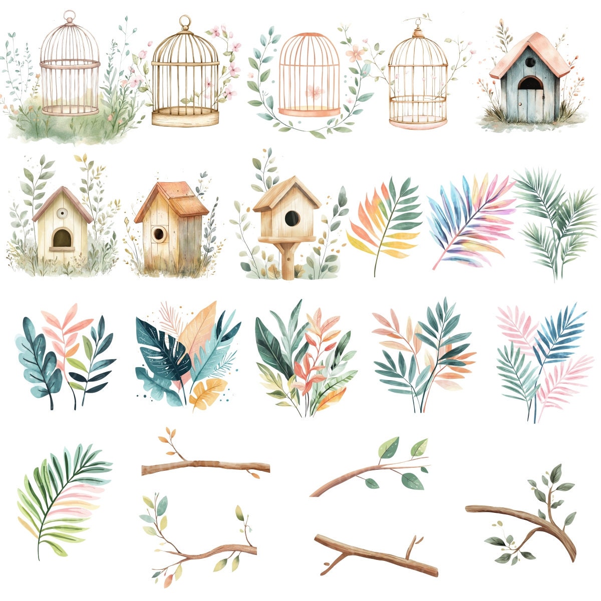 Cute Watercolor Parrot Clipart | Tropical Bird Clipart | Exotic Bird ...