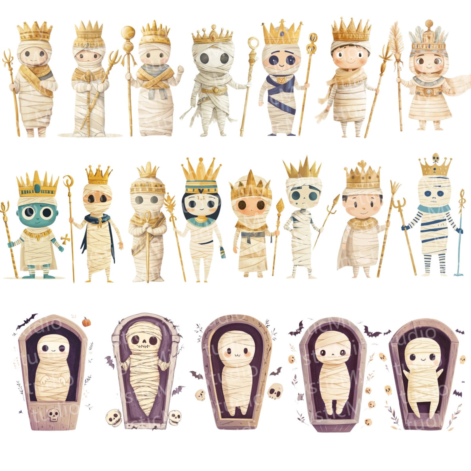 Halloween Mummy Clipart - Cute Mummy Clipart - Spooky Mummy Art - Kids ...