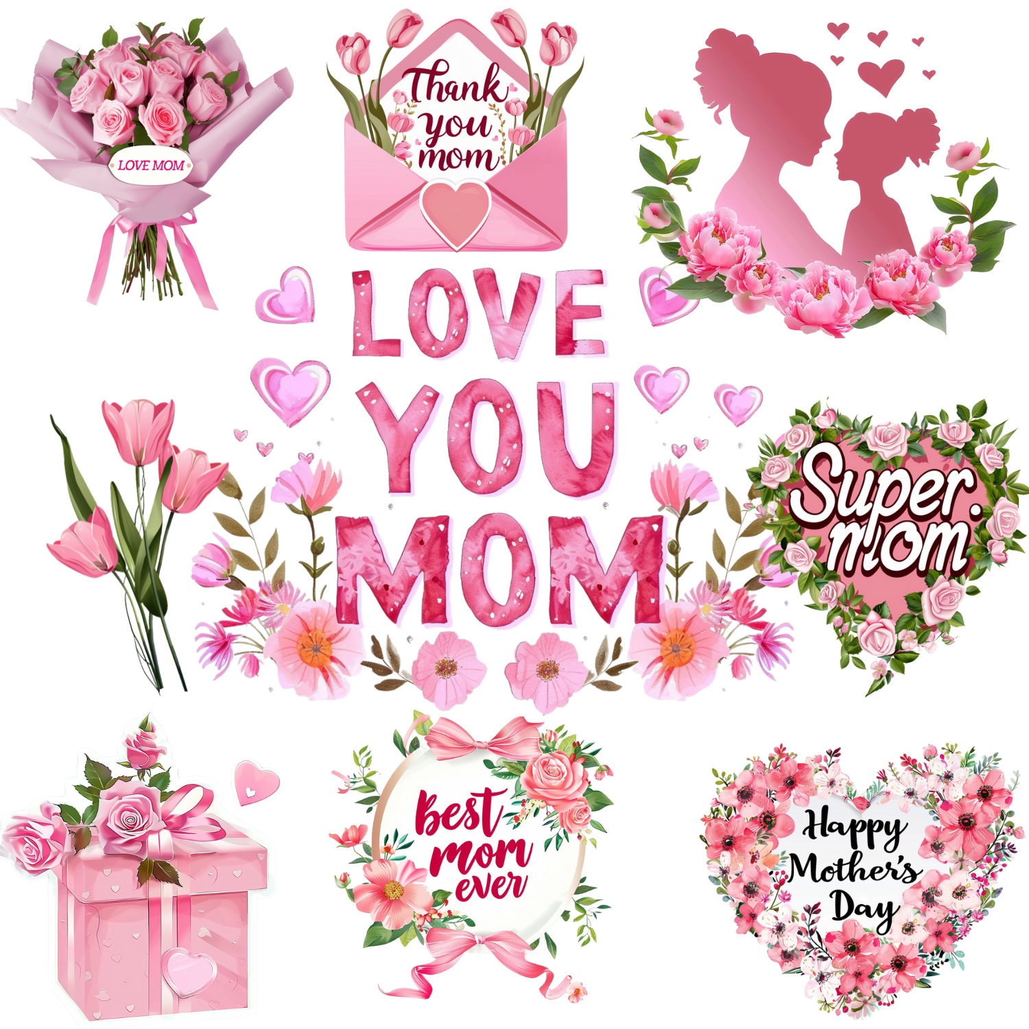 54 Mother's Day Floral Clipart Hand Painted Frames Borders for Crafts ...