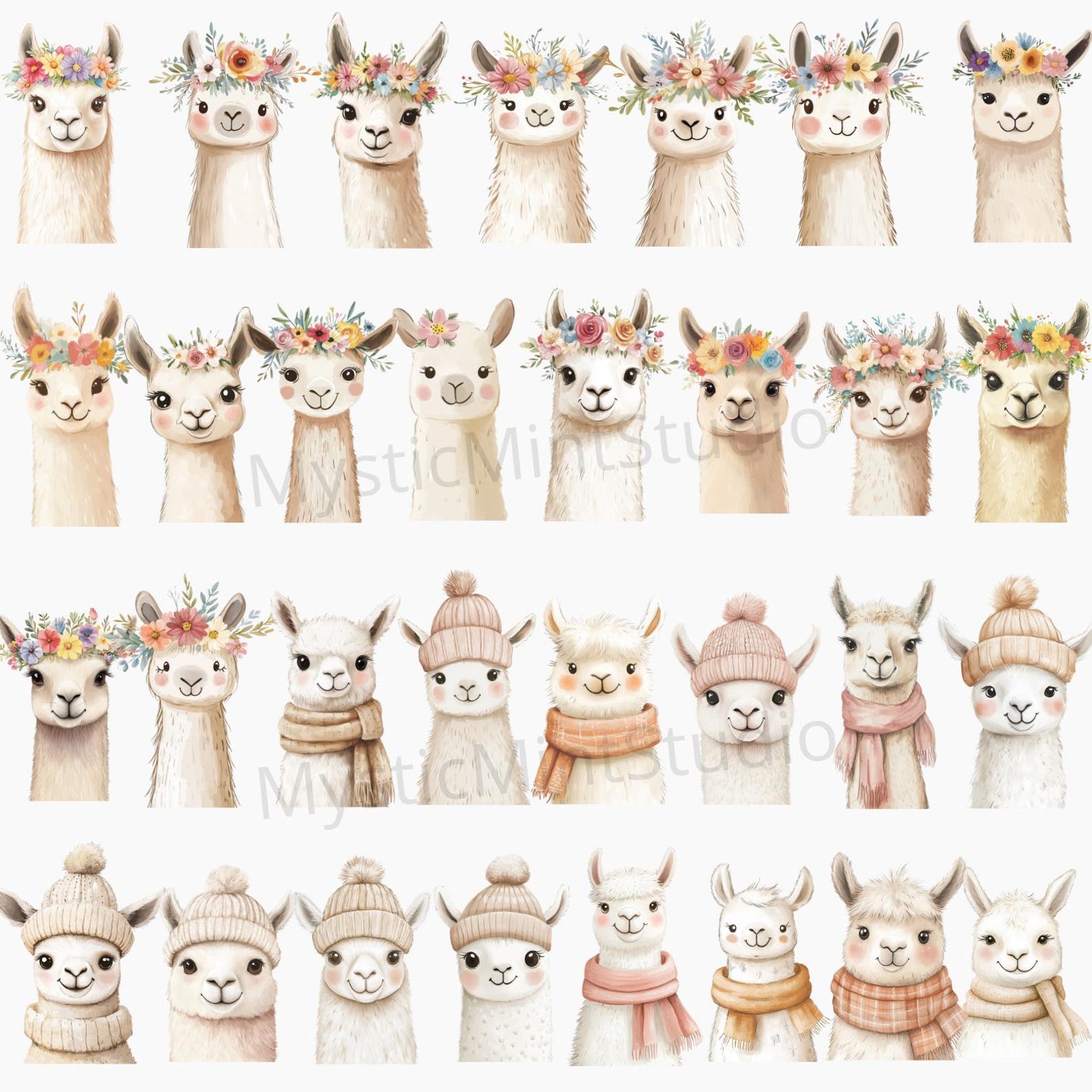 Cute Llama Clipart | Cute Alpaca Clipart L Watercolor Llama Clipart L ...