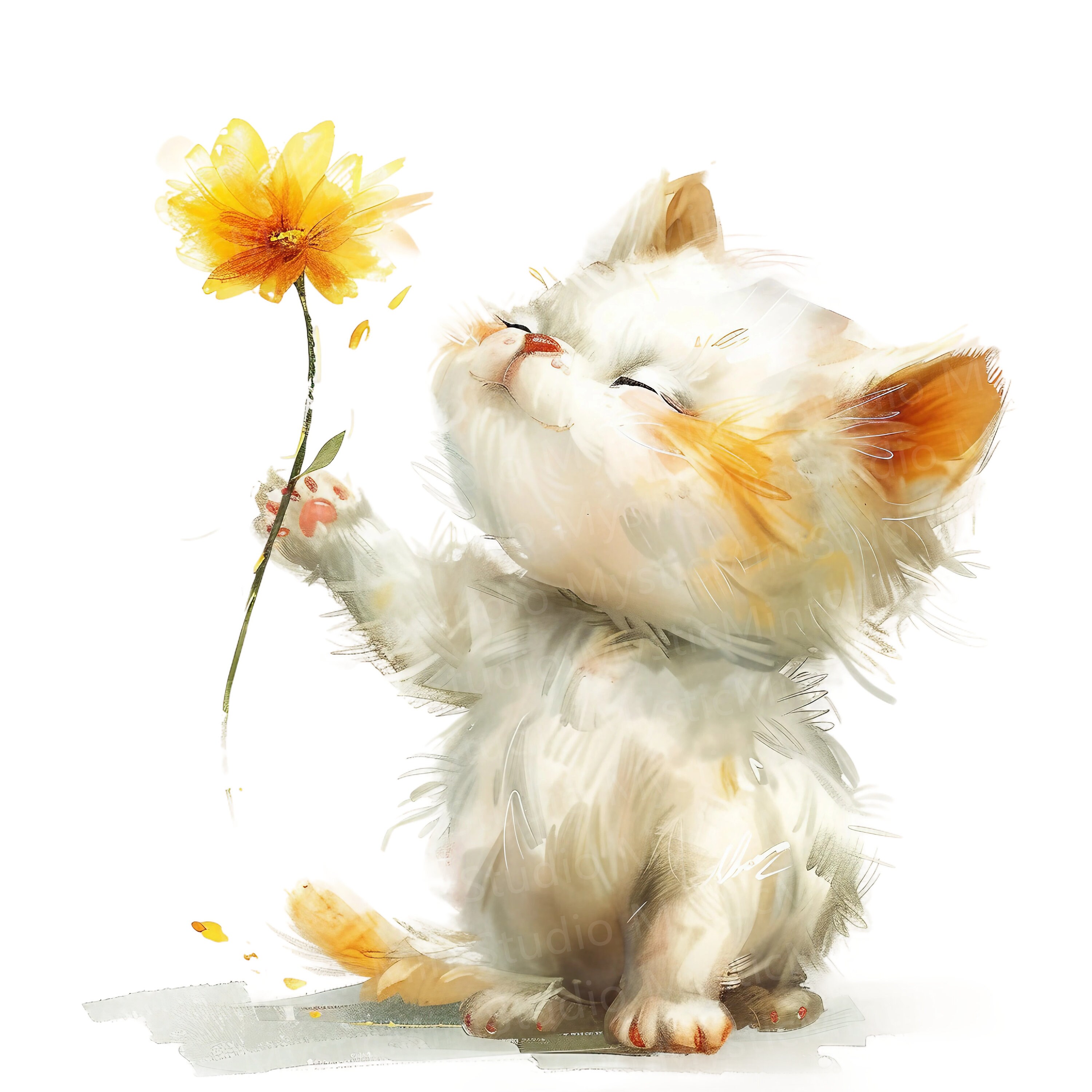 Cute Cats With Flower Clipart, 36 High-resolution Jpgs, Kittens and ...