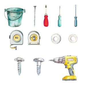54 Construction Tools Watercolor Clipart - JPG & PNG Graphics for ...