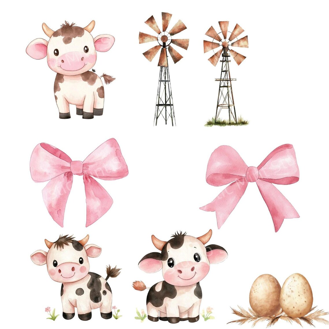 90 Watercolor Farm Animal Clipart Bundle | Pig Clipart | Goose Clipart ...