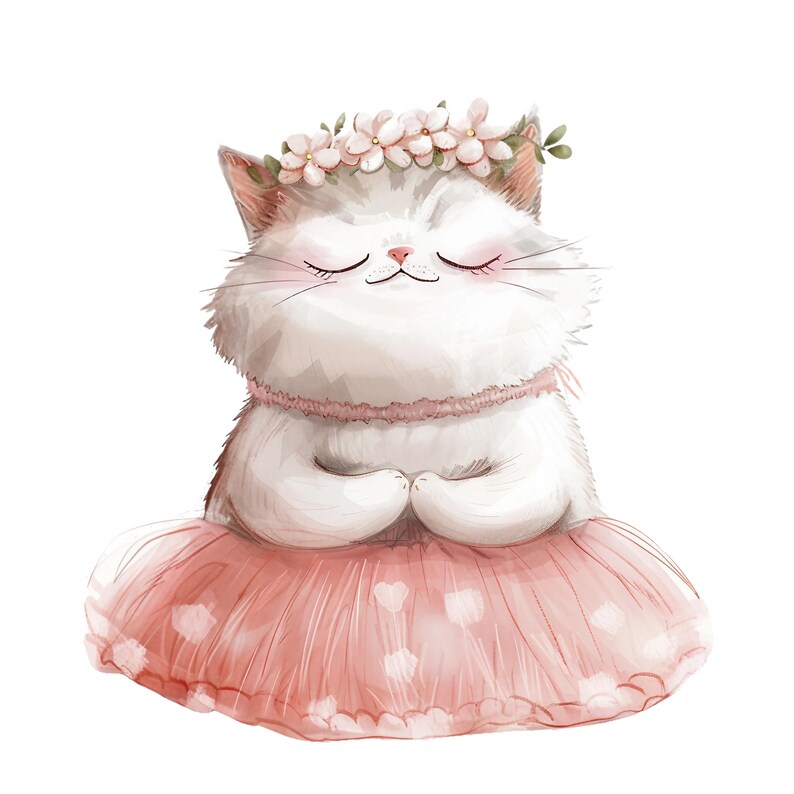 Ballerina Cats Watercolor Cute Cat Kitties in Tutus Clipart|30 High ...