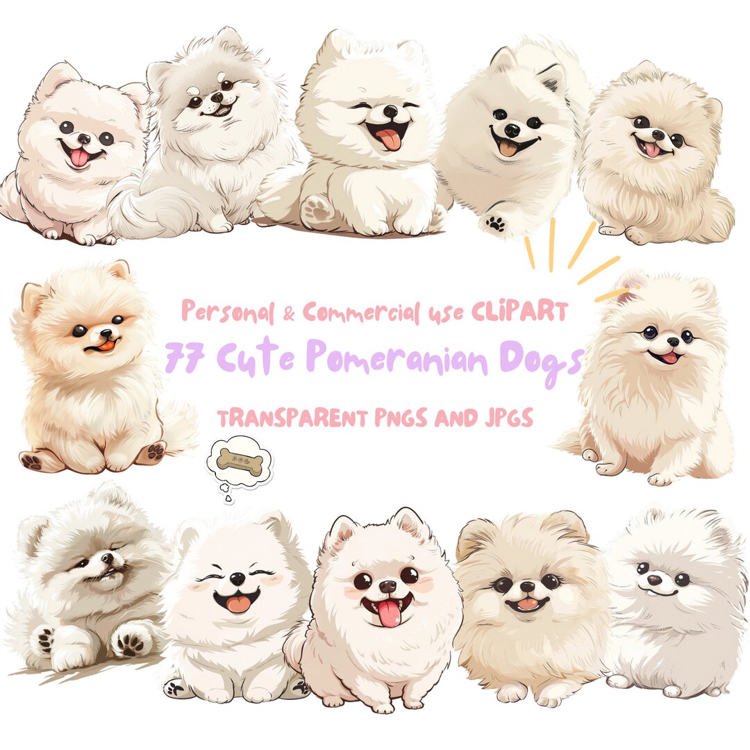 Cute Pomeranian Dog Pom Puppies Pommy Clipart|77 High-quality PNG and ...