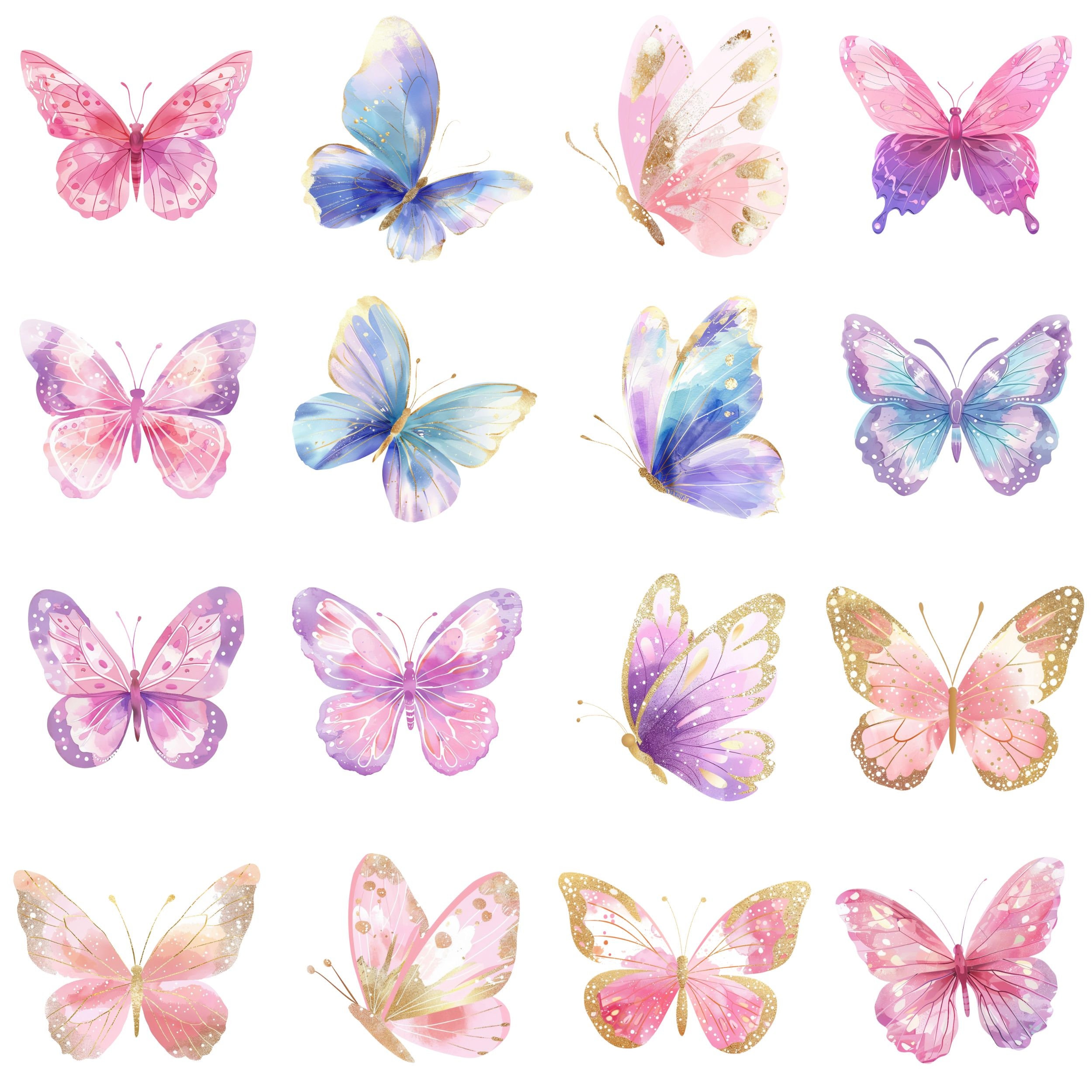 Butterflies Watercolor Clipart, 39 High-resolution Pngs and Jpgs,spring ...