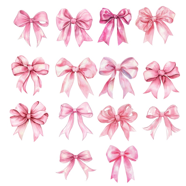 Pink Watercolor Ribbon Bow Clipart | Girl Bow Clipart| Hair Bow Tie ...
