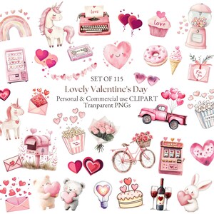 Watercolor Valentines Clipart Valentine Graphics Cute Valentine PNG ...