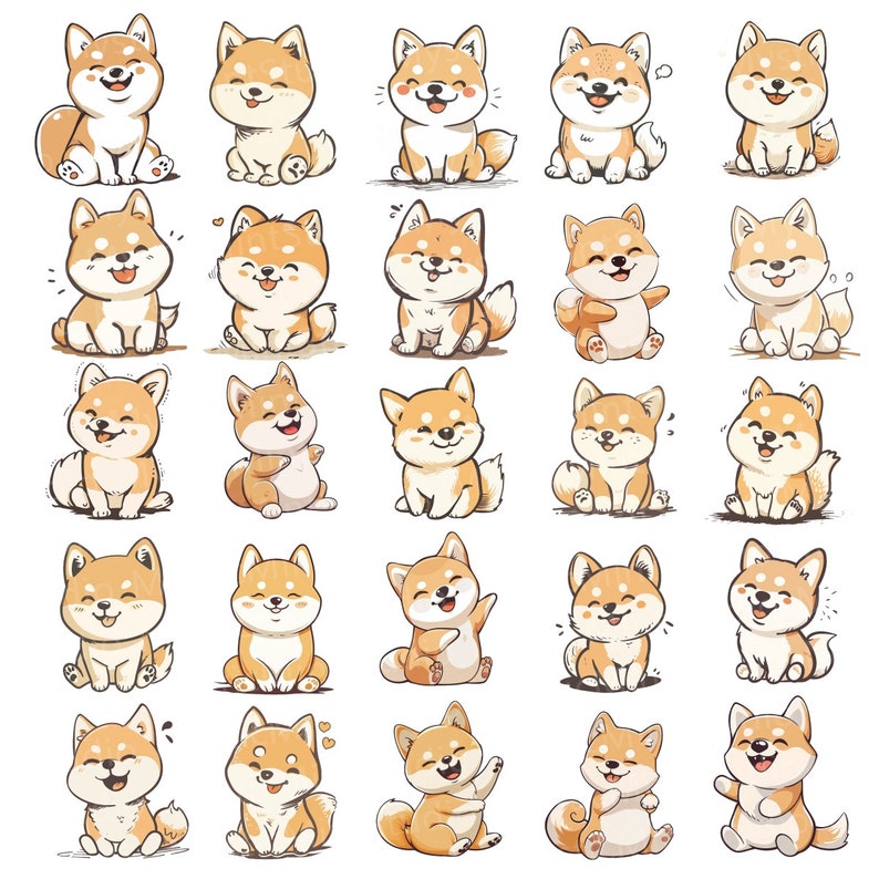 Shiba Inu Dog Clipart|50 High-quality PNG and JPG Files|sublimation ...