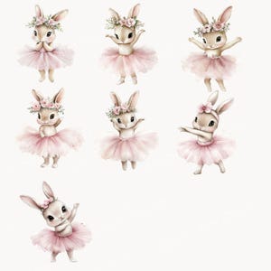 Ballerina Bunny Watercolor Cute Bunnies in Tutus Clipart 48 High ...