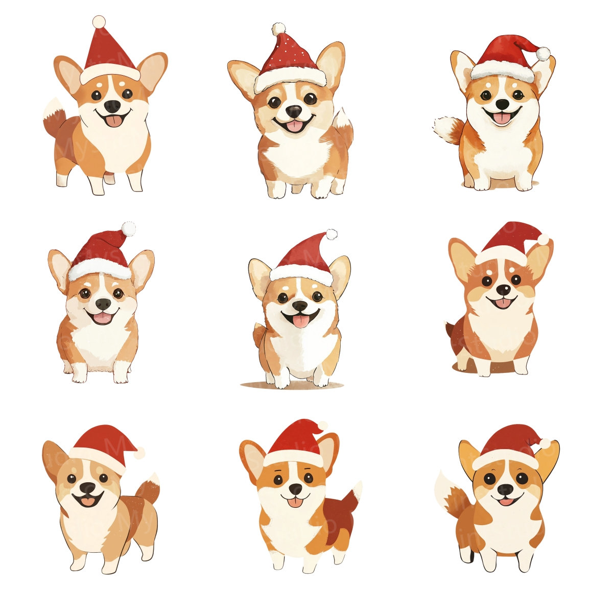 Christmas Corgi Clipart,festive Corgi Dog Clipart,holiday Corgi Clipart ...