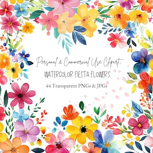 44 Mexican Flowers Clipart, Fiesta Party Clipart, Colorful Flowers ...