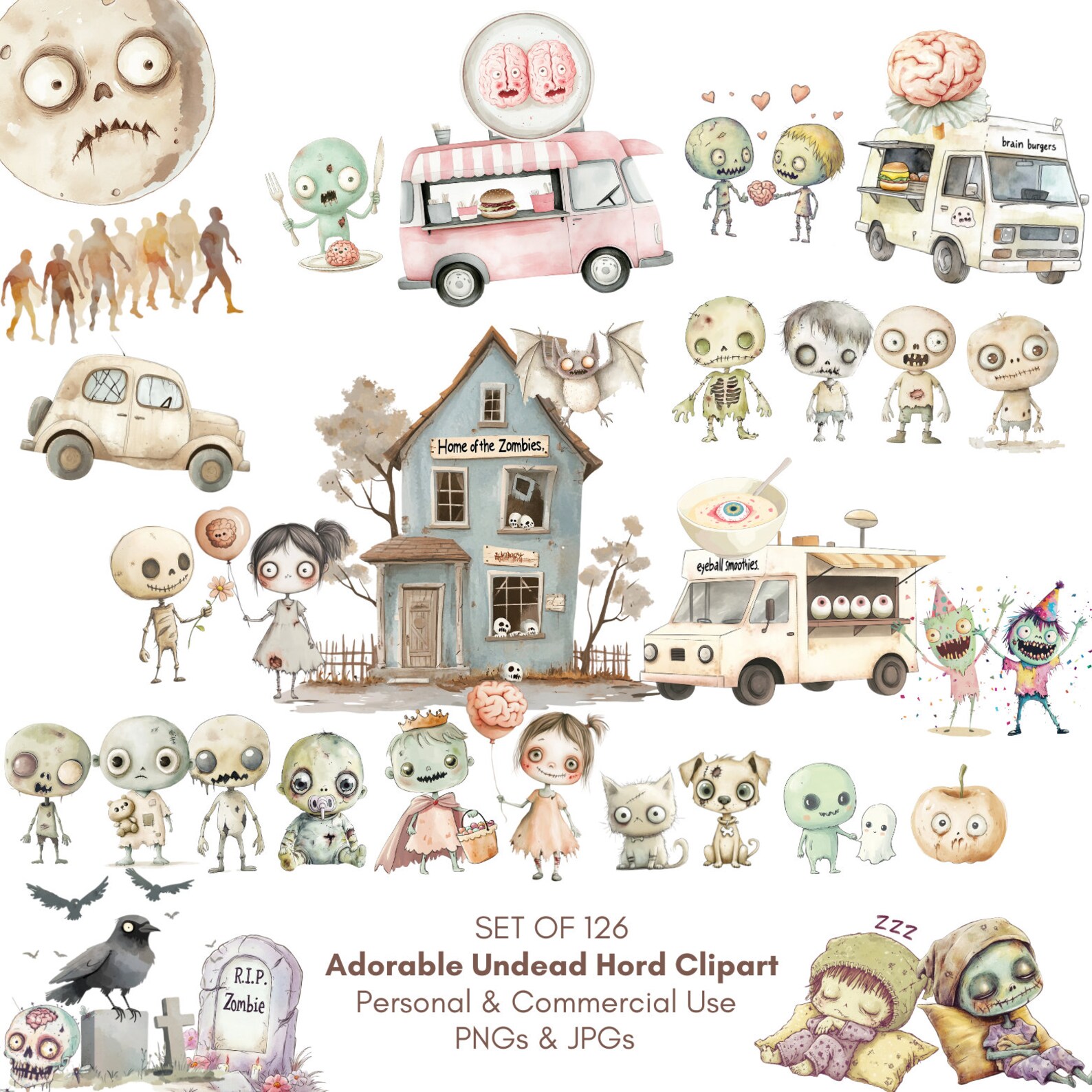 Cute Zombie Clipart - Halloween Zombie Clipart - Zombie Party Clipart ...