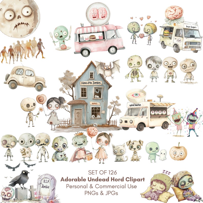 Cute Zombie Clipart - Halloween Zombie Clipart - Zombie Party Clipart ...