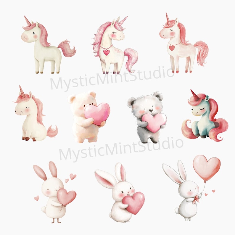 Watercolor Valentines Clipart | Valentine Graphics | Cute Valentine PNG ...