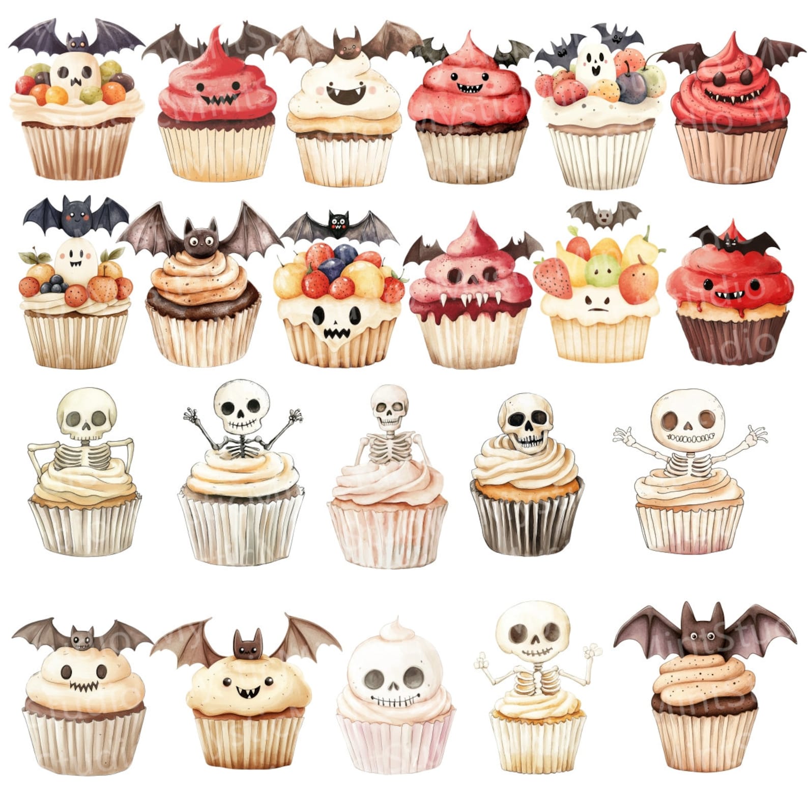 Halloween Cupcake Clipart, Cute Halloween Clipart, Halloween Dessert ...
