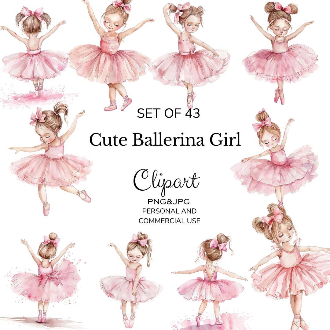 43 Cute Ballerina Girl Clipart Wall Art, Nursery Decor, Birthday Gift ...