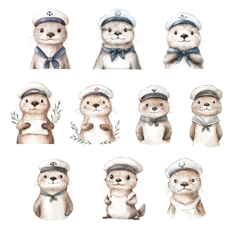 Watercolor Cute Otter Clipart, Sea Otter Clipart|nursery Clipart ...
