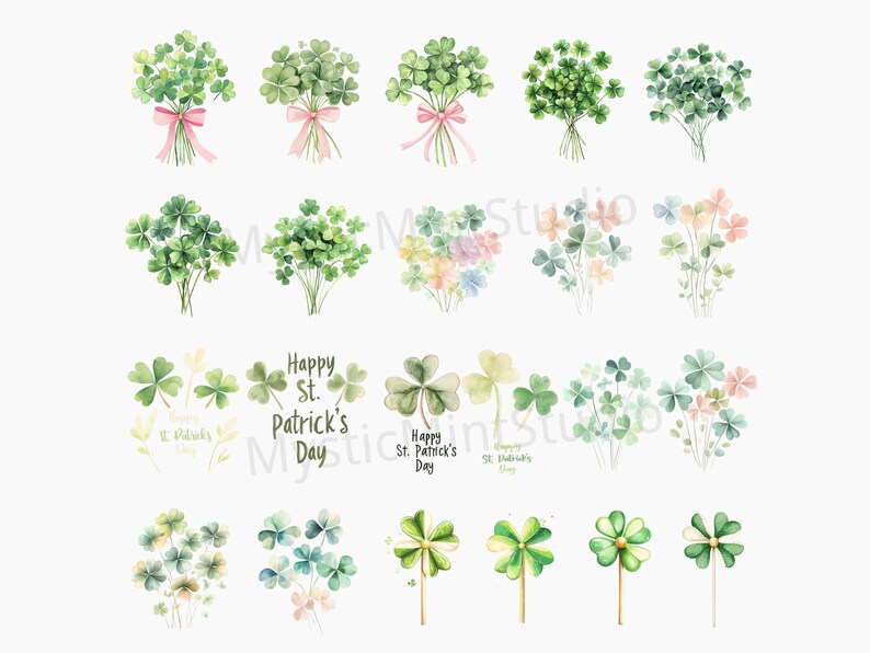 St. Patrick's Day Clipart | Cute Shamrock Clipart | Lucky Clover ...