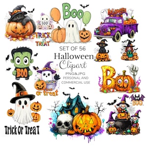 Cute Halloween Clipart Bundle | Pumpkin Clipart | Frankenstein | Ghost ...