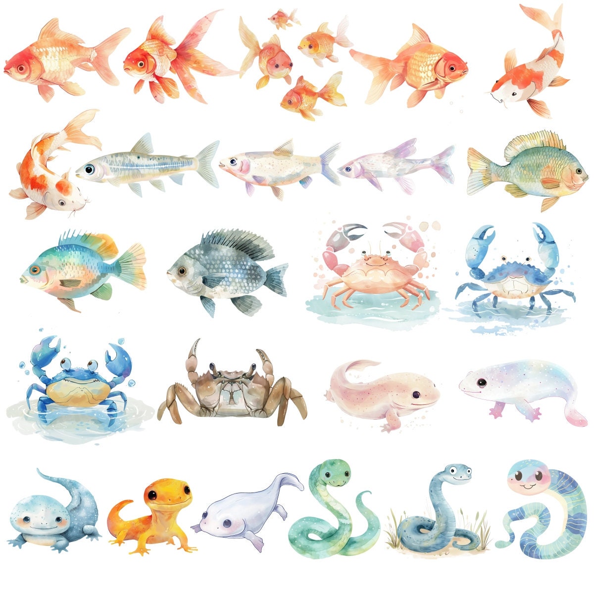 112 Watercolor Cute Pond Life Clipart Bundle,swan Clipart Duck Clipart ...