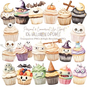 Halloween Cupcake Clipart, Cute Halloween Clipart, Halloween Dessert ...