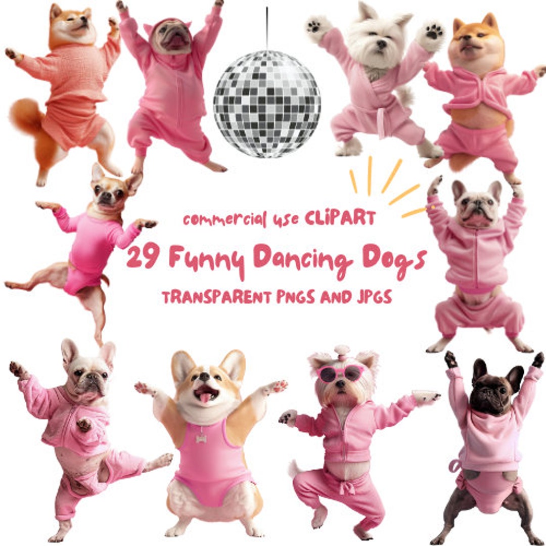 29 Funny Dancing Dogs Collection: High-quality PNG JPG Digital Bundle ...