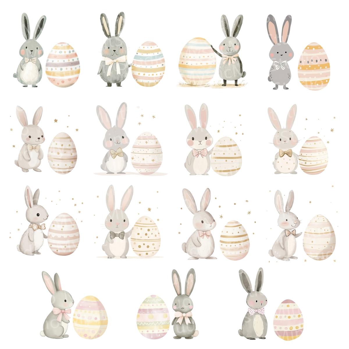 Watercolor Easter Bunny Clipart | Easter Egg Clipart | Cute Bunny ...