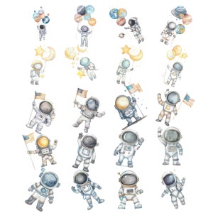 111 Astronaut and Space Watercolor Clipart - Celestial Digital Art ...
