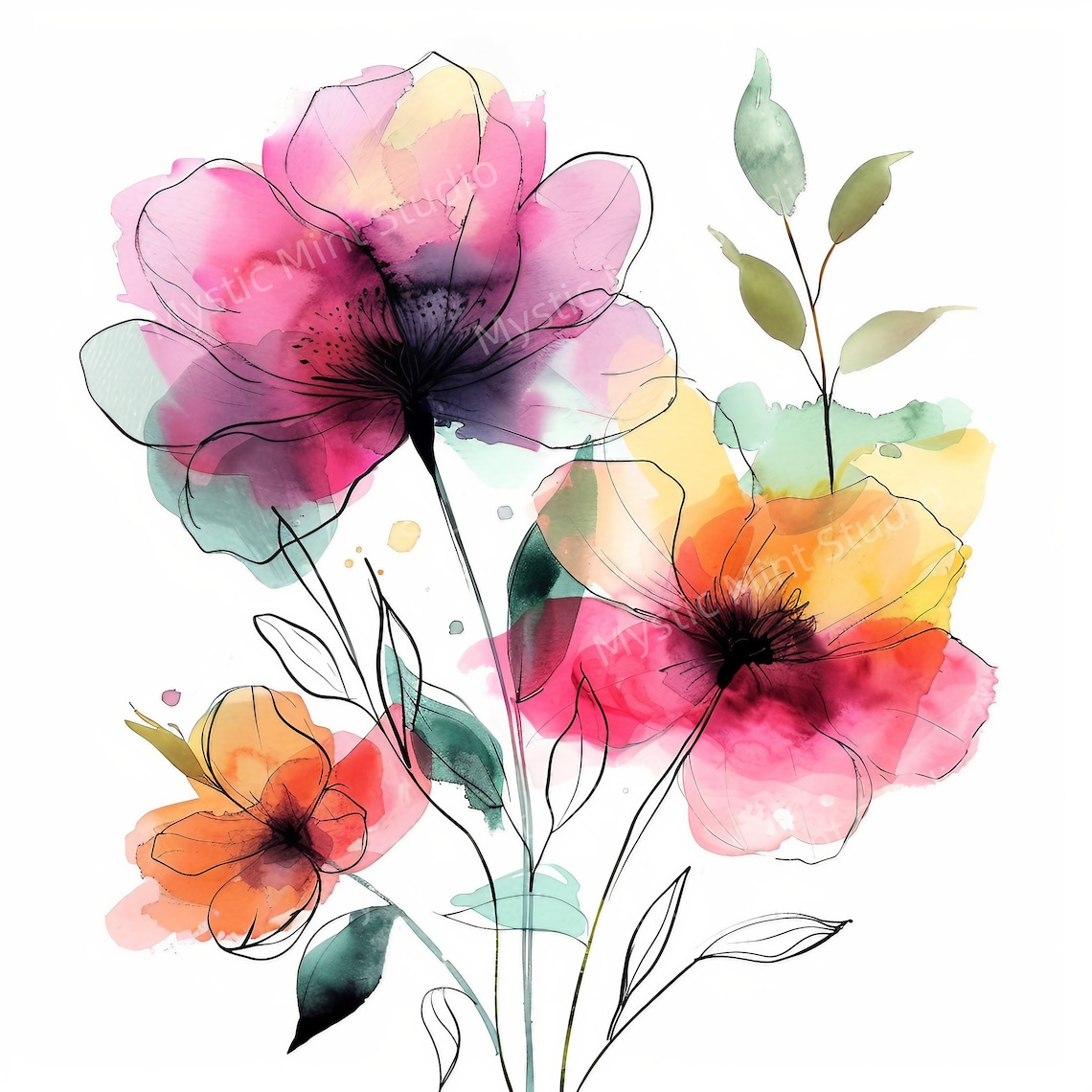22 High-resolution Jpgs Watercolor Flower Digital Download for Crafting ...
