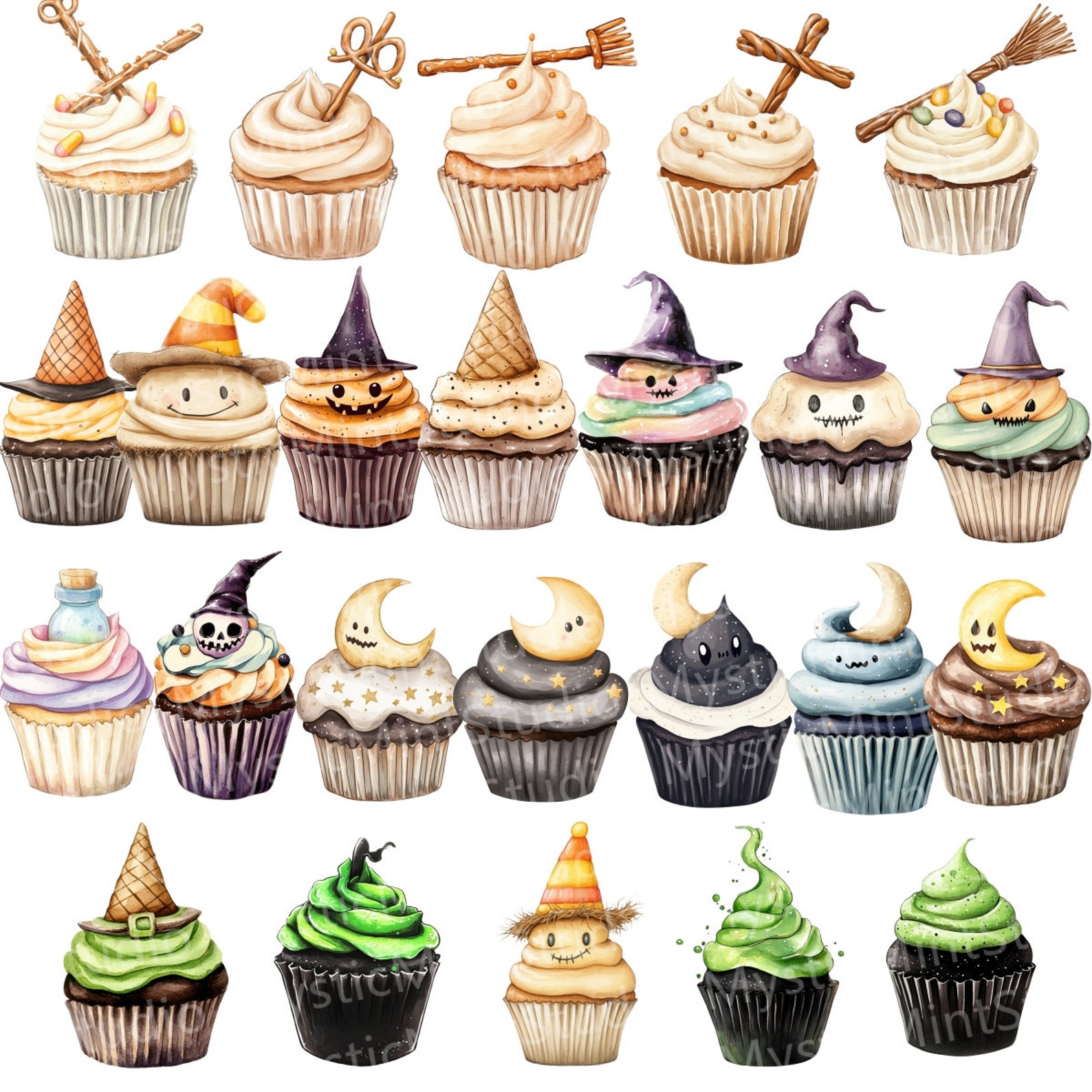 Halloween Cupcake Clipart, Cute Halloween Clipart, Halloween Dessert ...