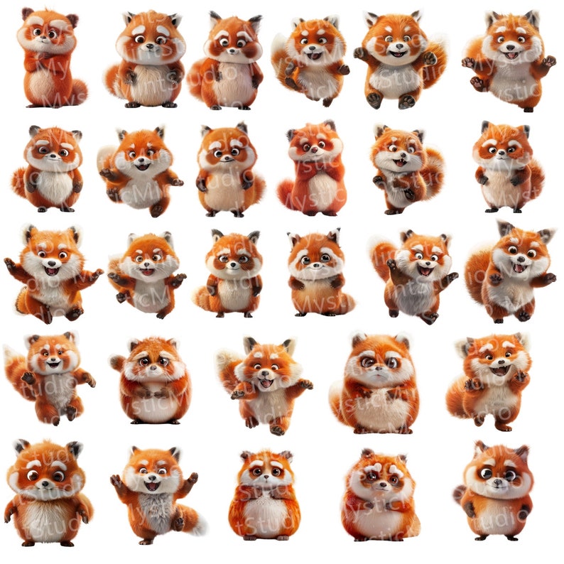 Watercolor Red Panda Clipart | Woodland Clipart | 28 Pngs and Jpgs ...