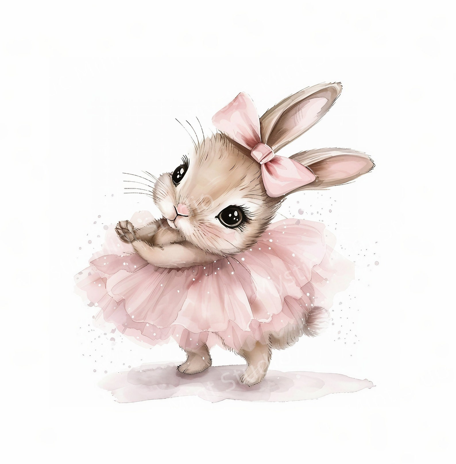Ballerina Bunny Watercolor Cute Bunnies in Tutus Clipart 35 High ...