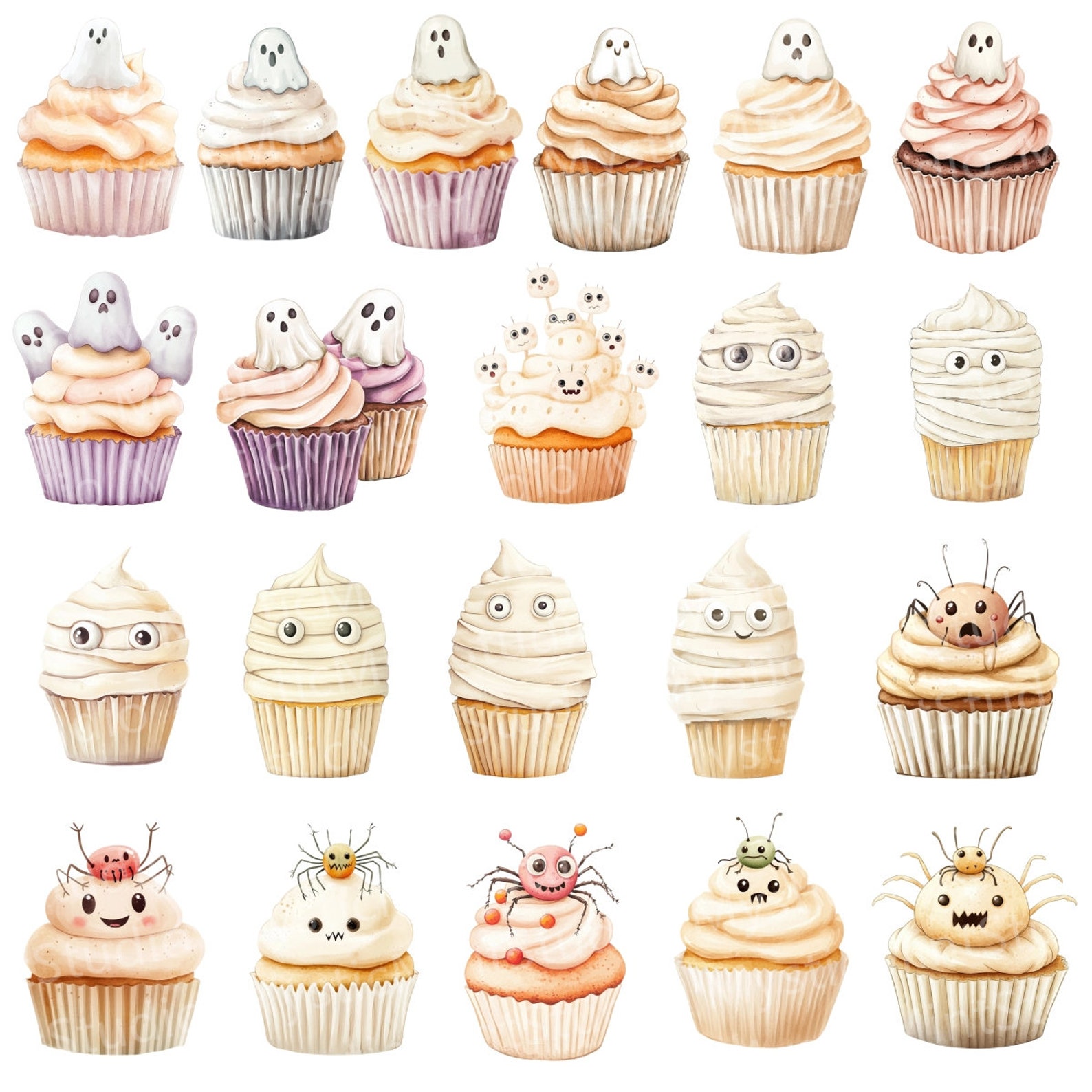 Halloween Cupcake Clipart, Cute Halloween Clipart, Halloween Dessert ...