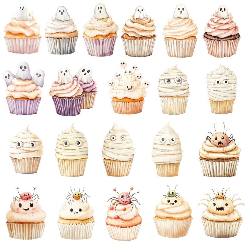 Halloween Cupcake Clipart, Cute Halloween Clipart, Halloween Dessert ...